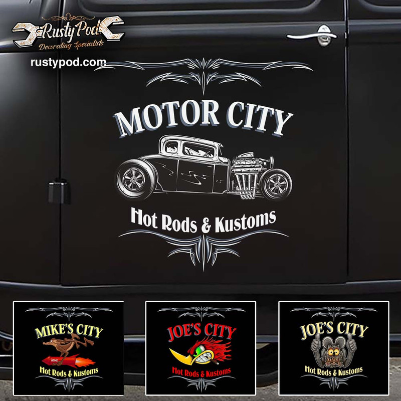 personalized pinstriping hot rod garage sticker 12041 - Rustypod Store