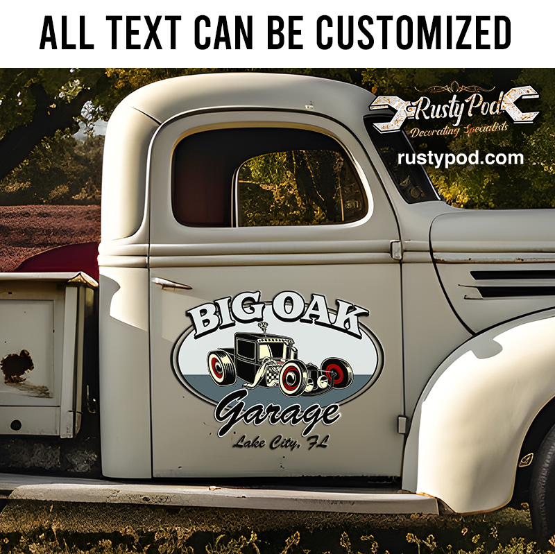 personalized rat rod lettering sticker 12047 - Rustypod Store