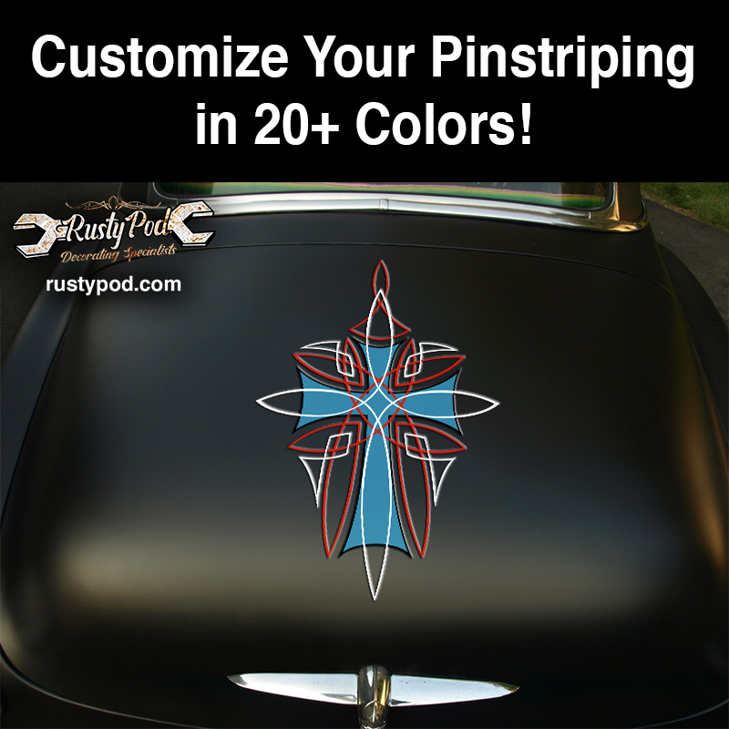 iron cross multi color pinstriping sticker 12054 - Rustypod Store