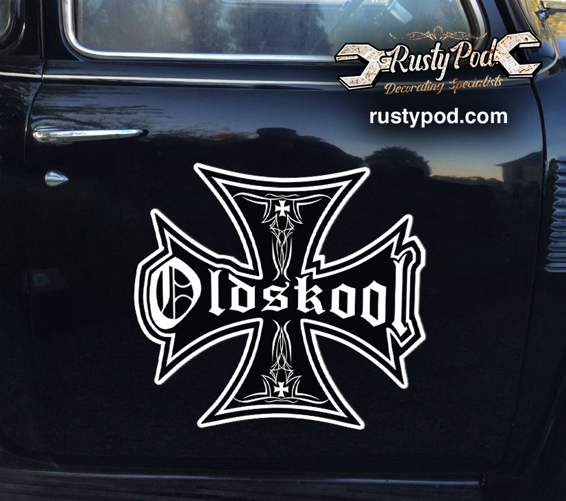 OLD SKOOL SCHOOL IRON CROSS sticker 11378 - Rustypod Store