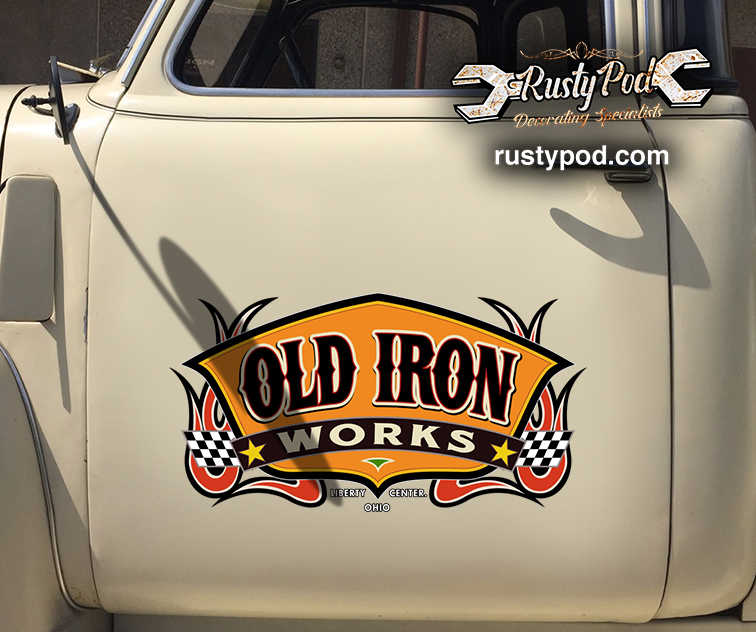 Personalized old iron works sticker 11530 - Rustypod Store
