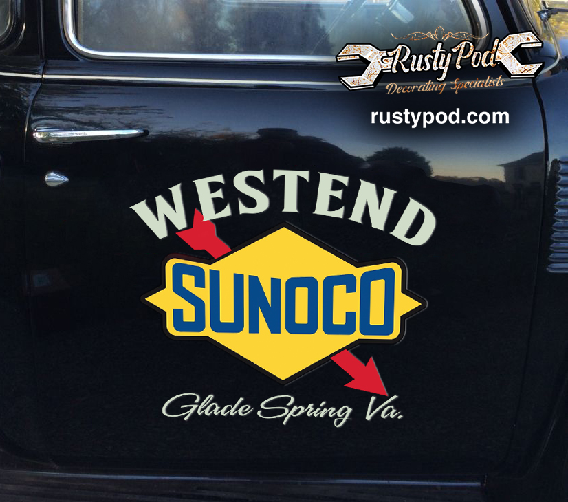 Personalized sunoco lettering sticker 11639 - Rustypod Store