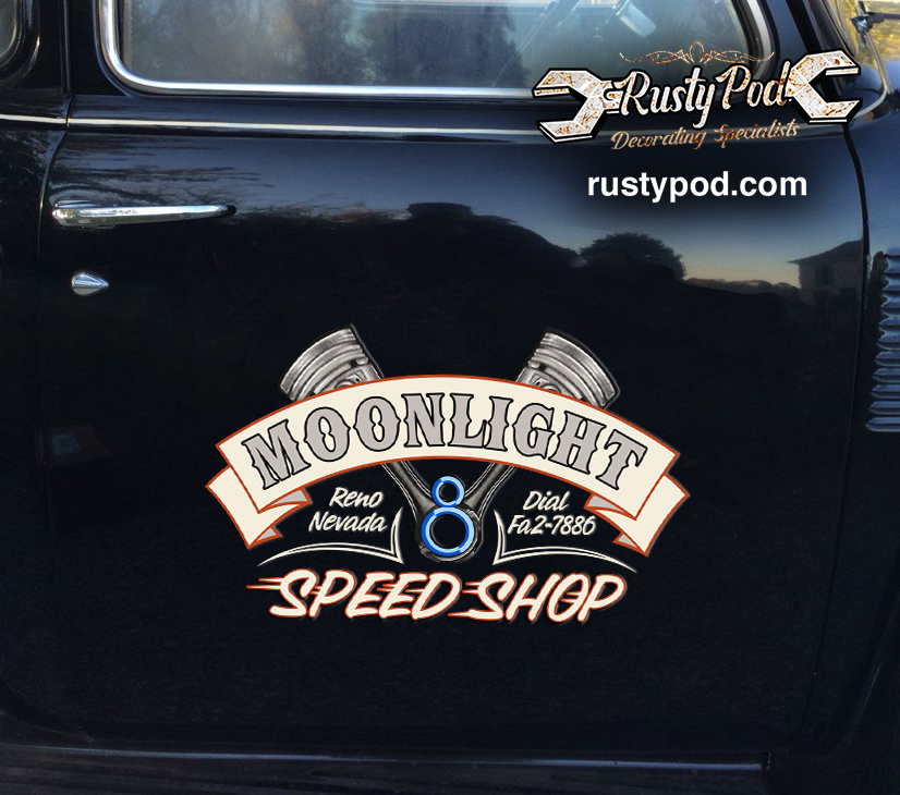 Personalized piston V8 sticker 11668 - Rustypod Store