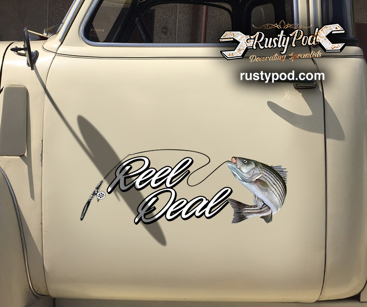 Personalized reel deal lettering sticker 11679 - Rustypod Store