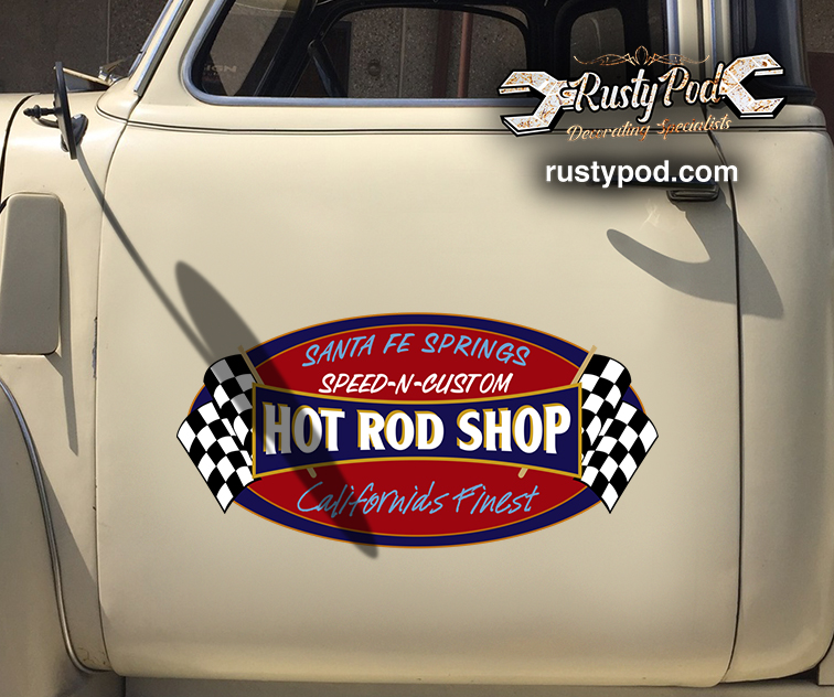 Personalized checker flag lettering sticker 11691 - Rustypod Store