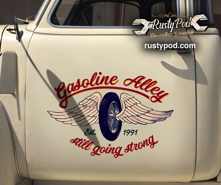Personalized winged wheel sticker 11729 - Rustypod Store
