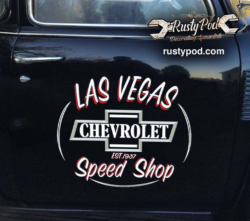 Personalized chevrolet speed shop sticker 11736 - Rustypod Store