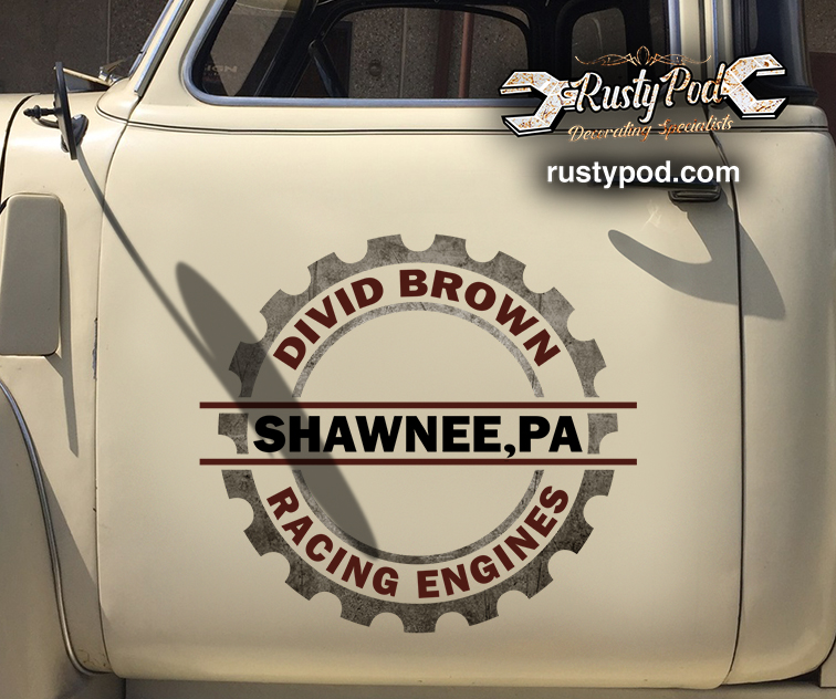 personalized gear head lettering sticker 11852 - Rustypod Store
