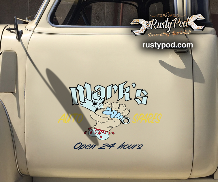 personalized auto garage piston sticker 11983 - Rustypod Store
