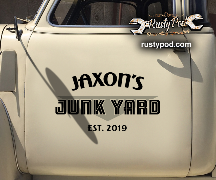 personalized junk yard lettering sticker 12031 - Rustypod Store