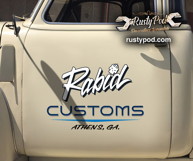 personalized hot rod garage lettering sticker 12042 - Rustypod Store