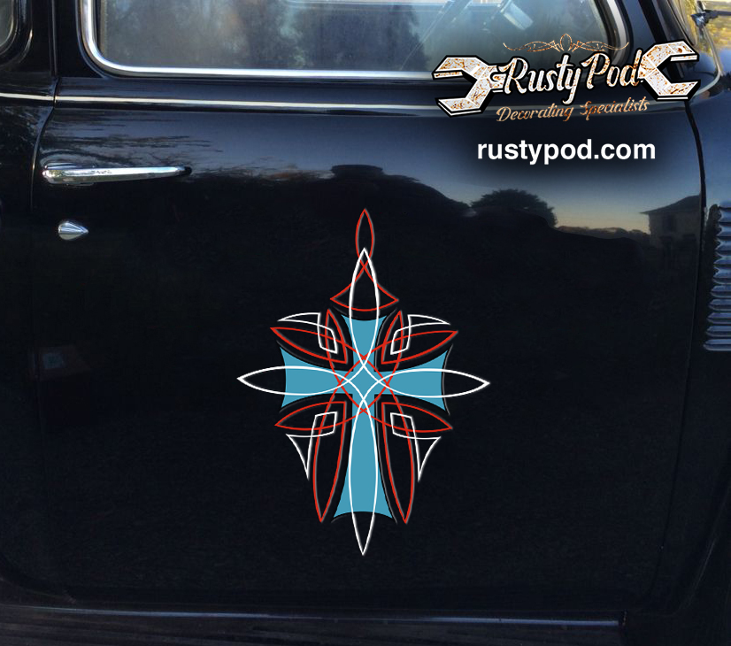 iron cross multi color pinstriping sticker 12054 - Rustypod Store