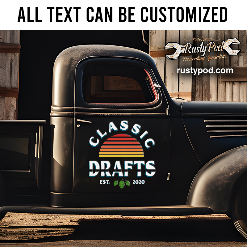 personalized vintage hot rod garage sticker 12071 - Rustypod Store