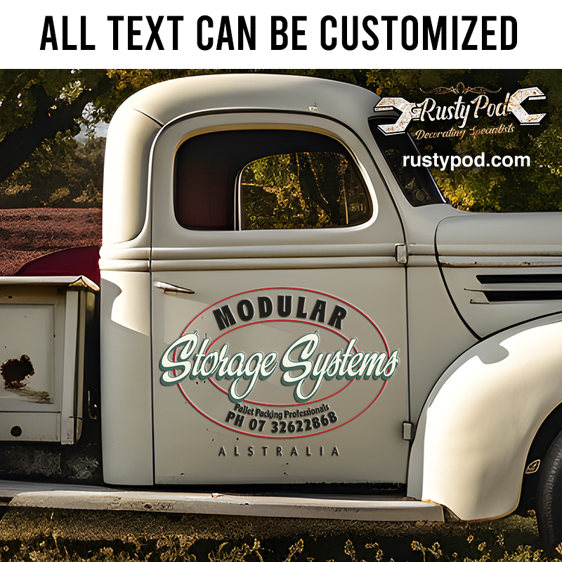 personalized old school vintage truck door art sticker 12084 - Rustypod ...