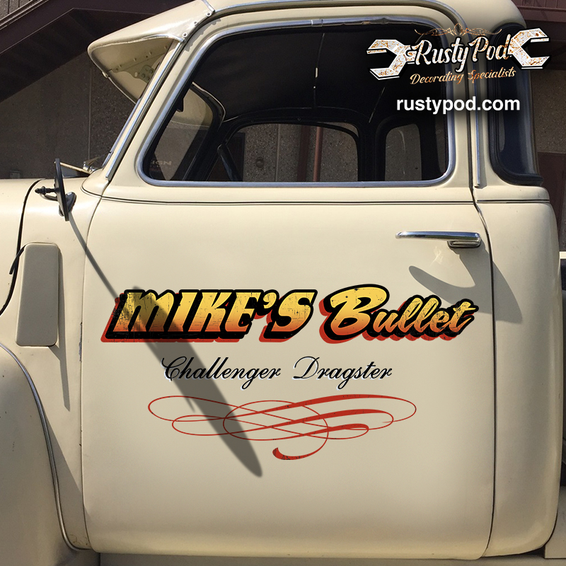 personalized hot rod dragster lettering sticker 12097 - Rustypod Store