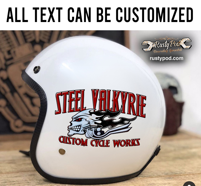 personalized motorcycle skull sticker 12102 - Rustypod Store