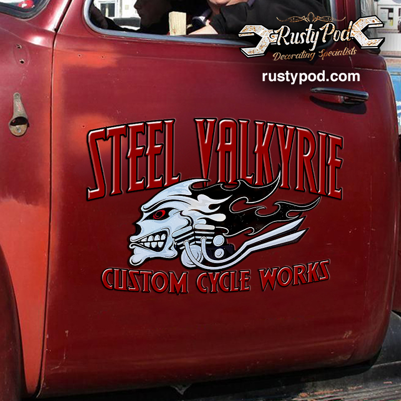 personalized motorcycle skull sticker 12102 - Rustypod Store