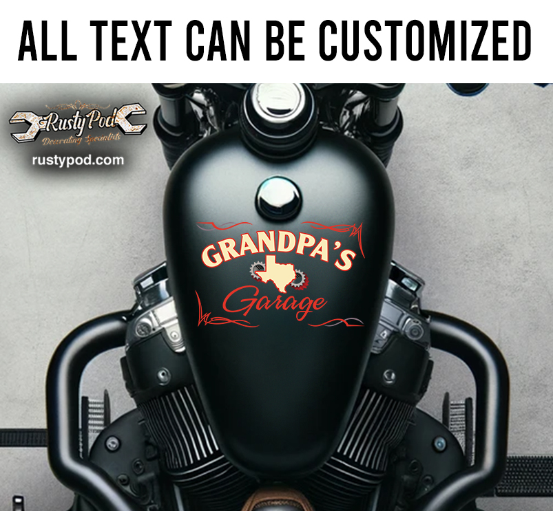 personalized garage lettering texas rusty nutz sticker 12103 - Rustypod ...