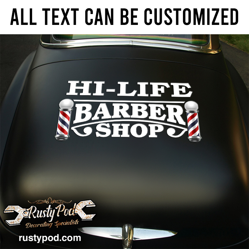 personalized baber shop sticker 12109 - Rustypod Store