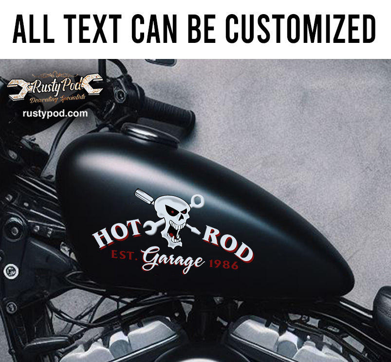 personalized hot rod skull sticker 11938 - Rustypod Store