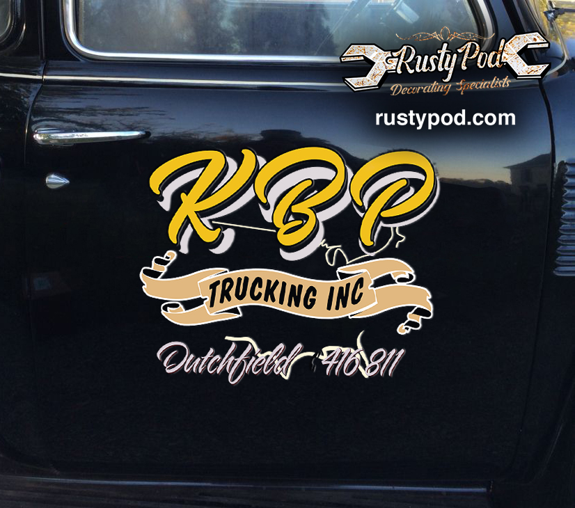 personalized trucking graphic ribbon vehicle lettering sticker 12123 ...