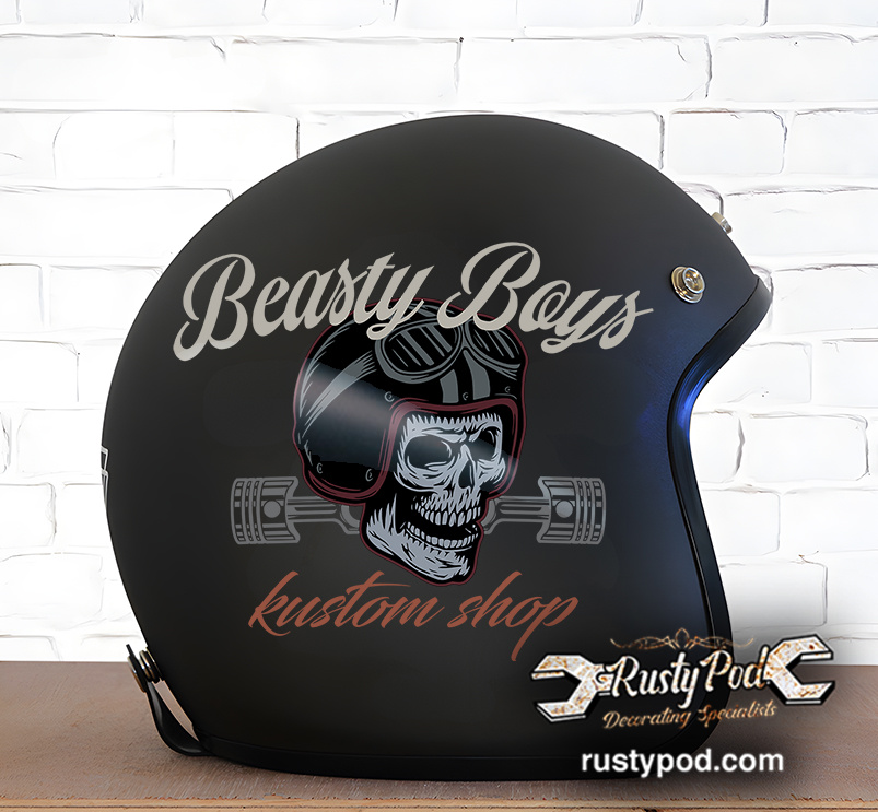 personalized hot rod gasser piston skull lettering sticker 12124 ...