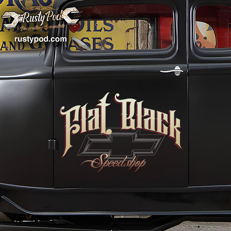personalized chevrolet speed shop lettering sticker 12128 - Rustypod Store