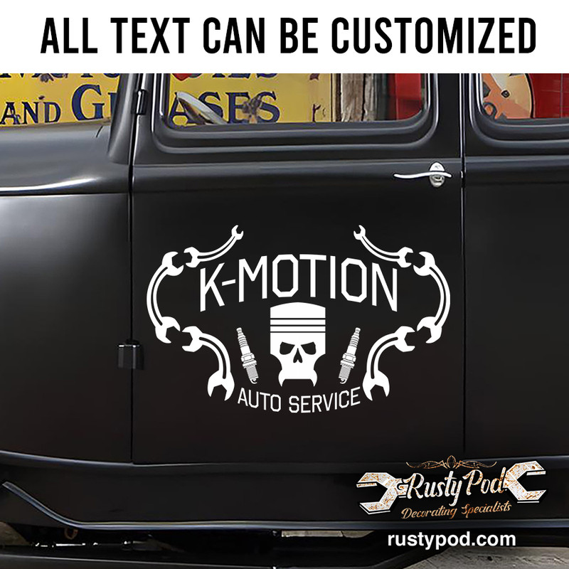 personalized pantina distressed look skull piston wrench and spark plug ...