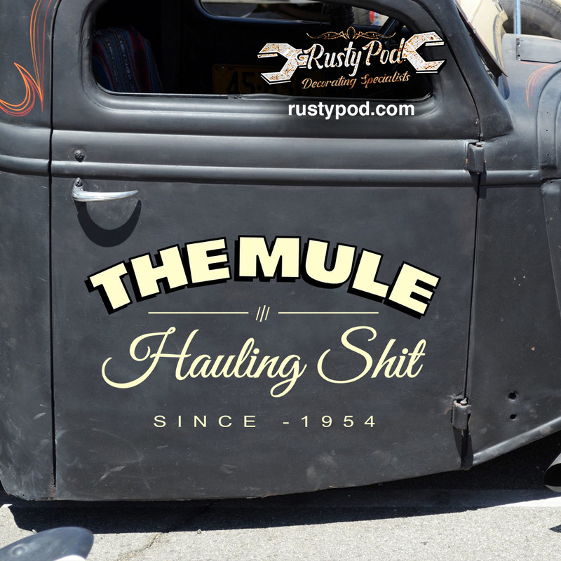 personalized old school lettering decal for truck garage lettering ...