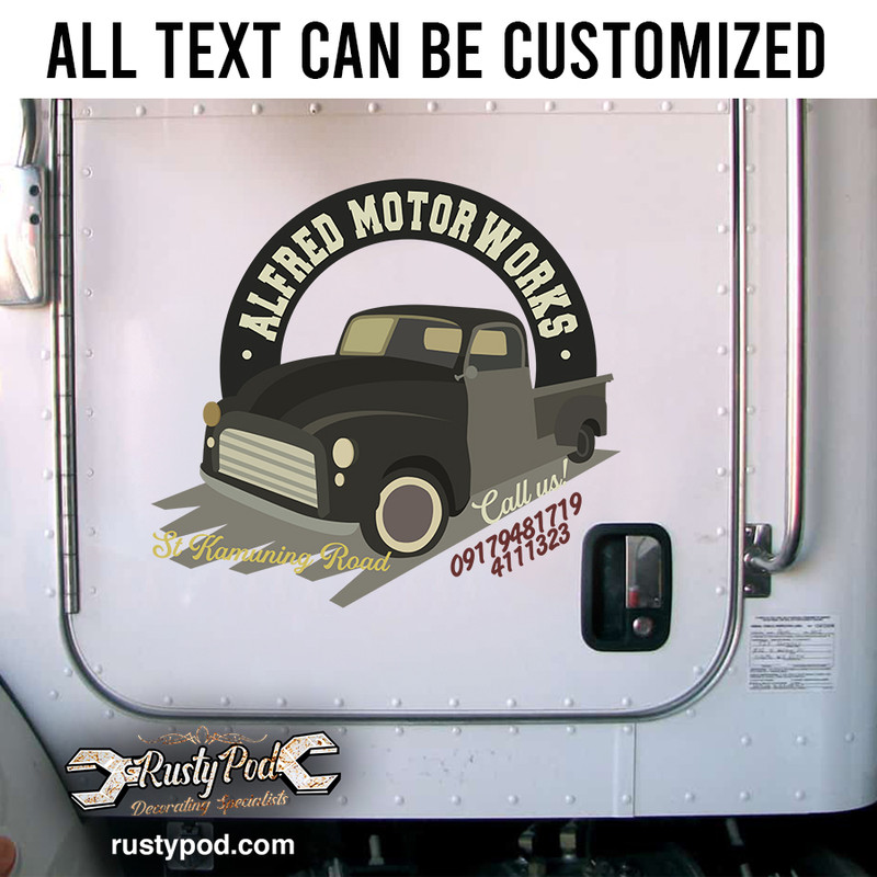 personalized vintage pickup truck garage lettering sticker 12174 ...