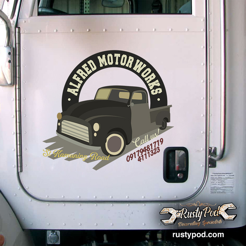 personalized vintage pickup truck garage lettering sticker 12174 ...