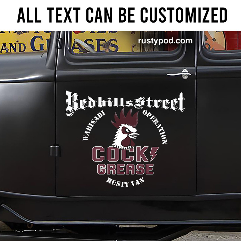 personalized chicken racing van decal hot rod lettering sticker sticker ...