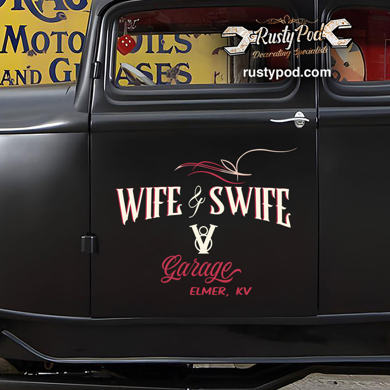 personalized v8 garage hot rod speed shop garage lettering sticker ...