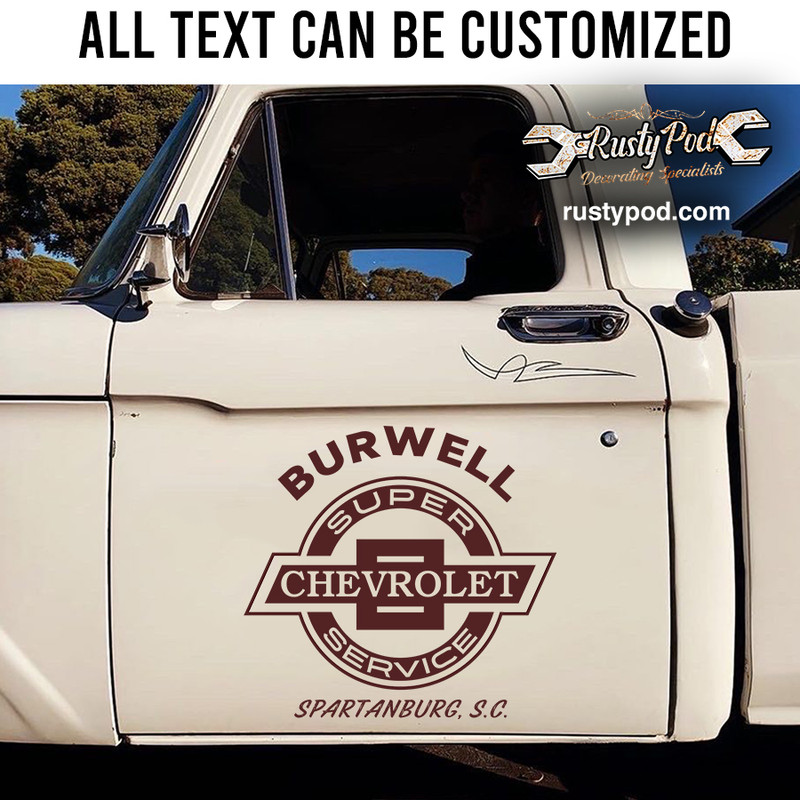 personalized chevrolet service company sign old school truck lettering ...