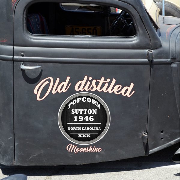 personalized moonshine popcorn sutton 1946 sticker 12216 - Rustypod Store