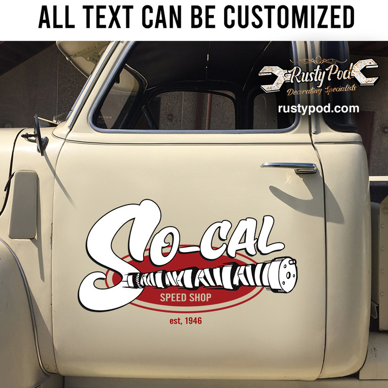 personalized so cal logo speed shop cams sign sticker 12222 - Rustypod ...