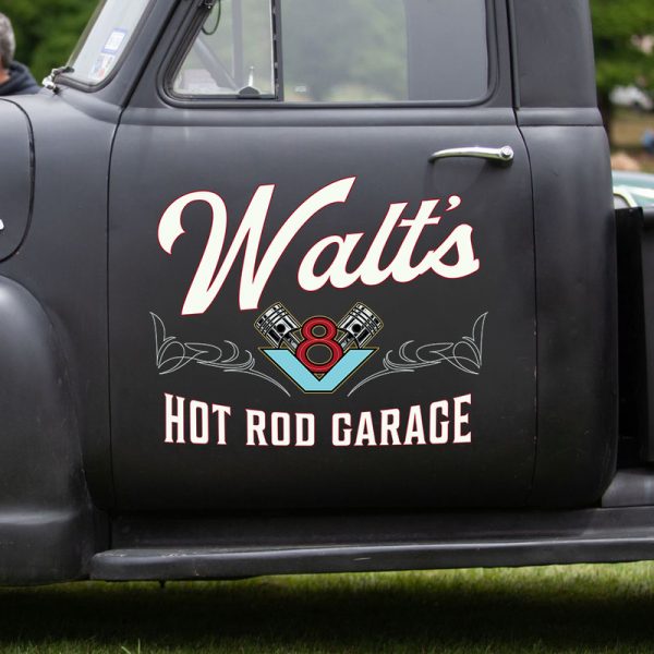 personalized v8 hot rod garage pinstriping art sticker 12224 - Rustypod ...