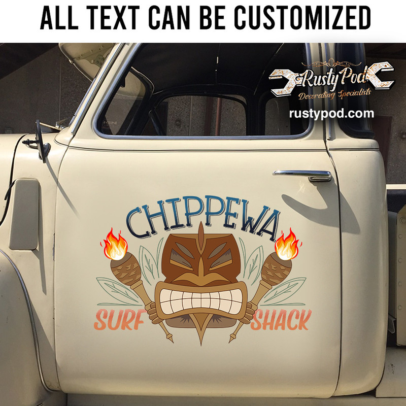 personalized tiki surf shack pinstriping lettering sticker 12231 ...