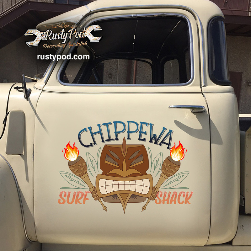 personalized tiki surf shack pinstriping lettering sticker 12231 ...