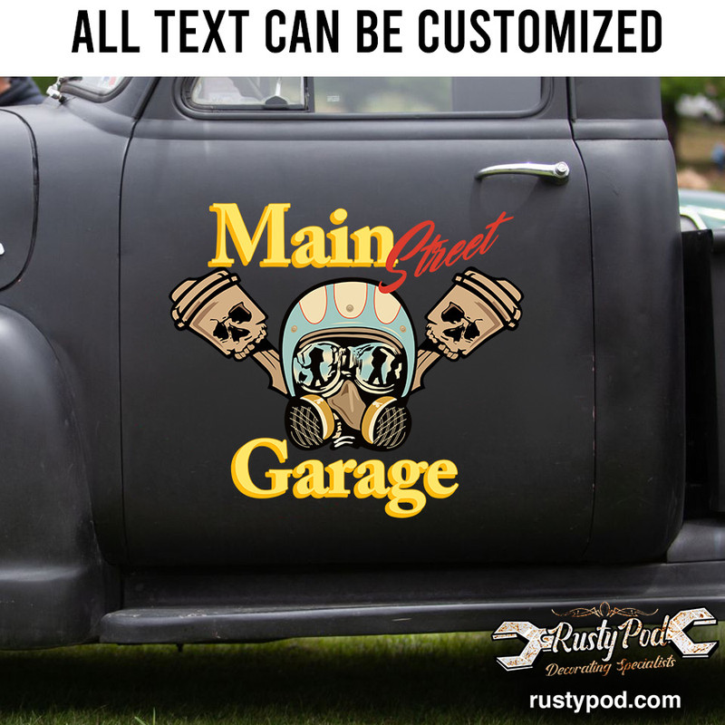 personalized skull and crossing piston lettering sticker 12234 ...