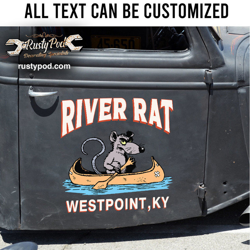 personalized river rat rat rod lettering hand paint sticker 12241 ...