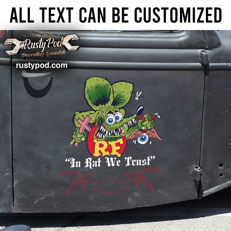 personalized rat fink in rat we trust hot rod life pinstriping sticker ...
