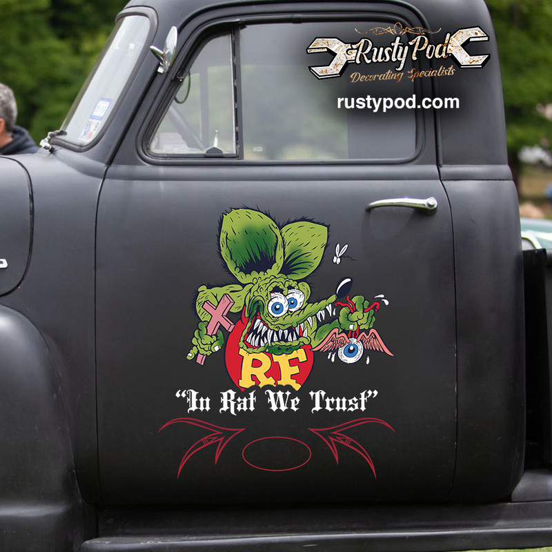 personalized rat fink in rat we trust hot rod life pinstriping sticker ...